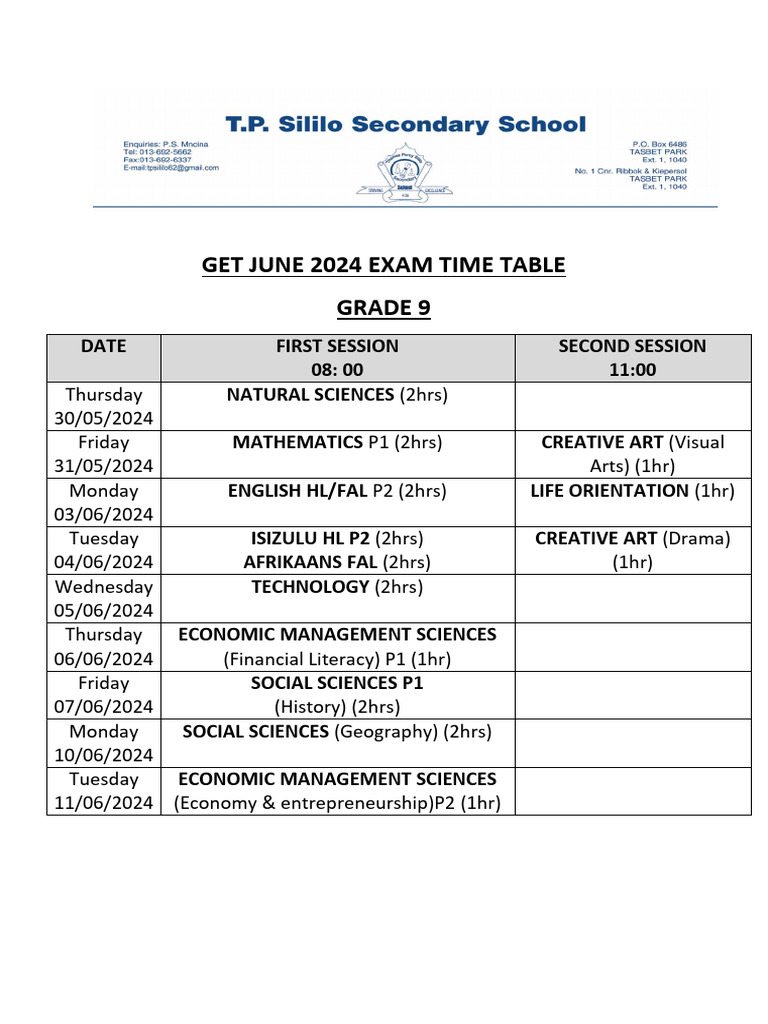 2024 Get June Timetable | PDF