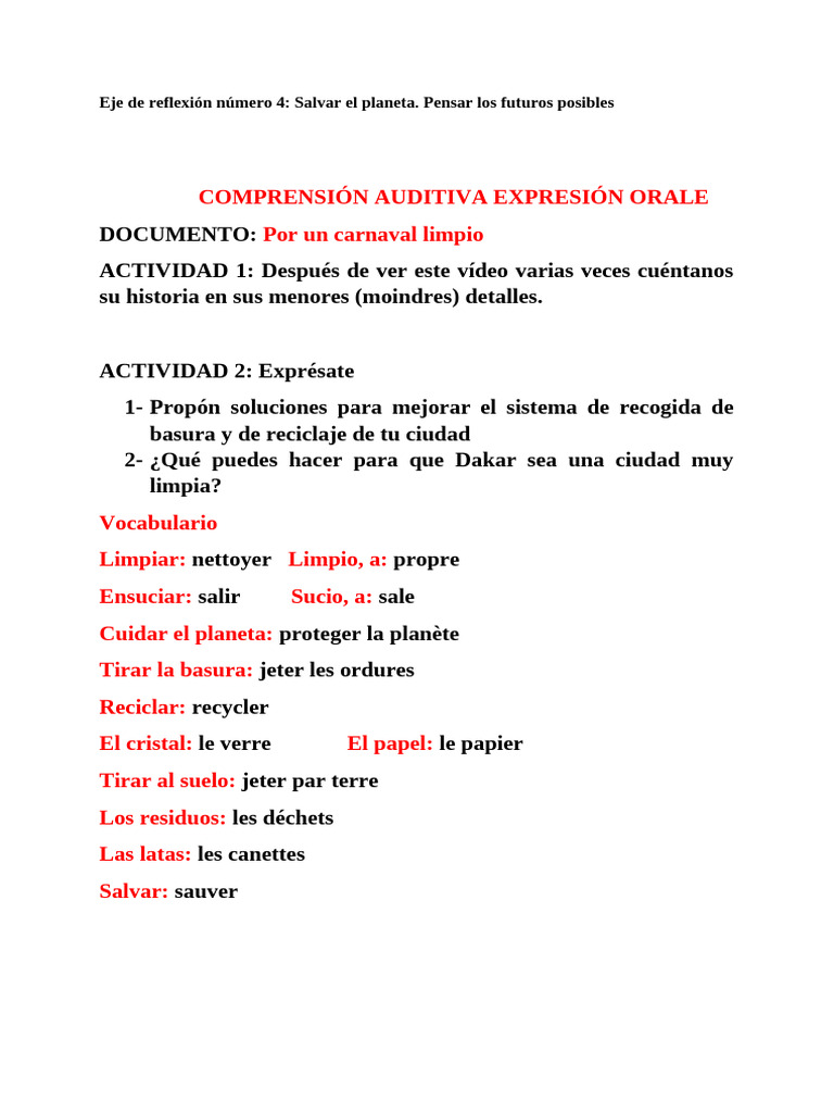 Por Un Carnaval Limpio-Actividades 2 | PDF