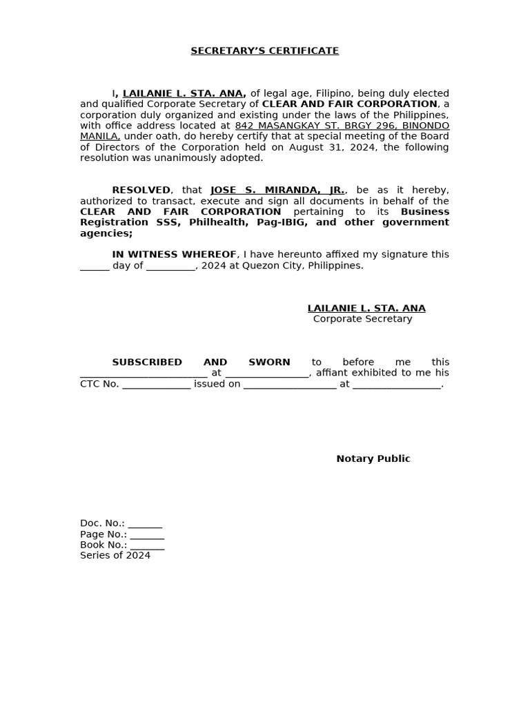 Sec Cert - Clear and Fair | PDF | Law