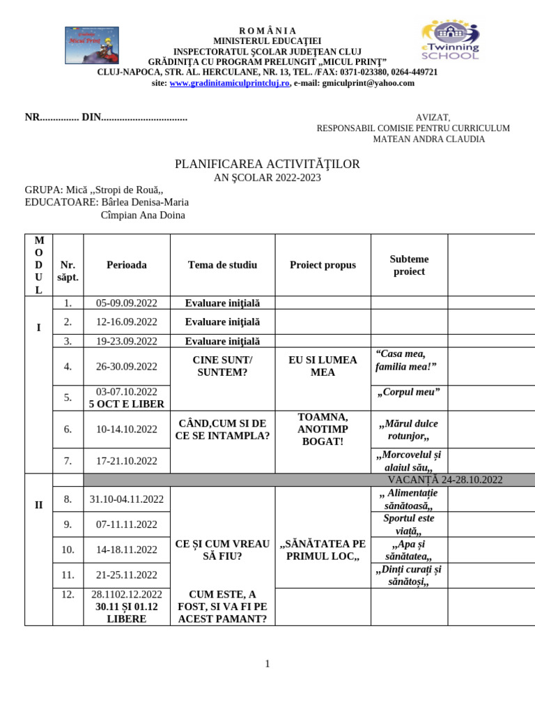 PLANIFICARE-ANUALA-2022-2023 | PDF