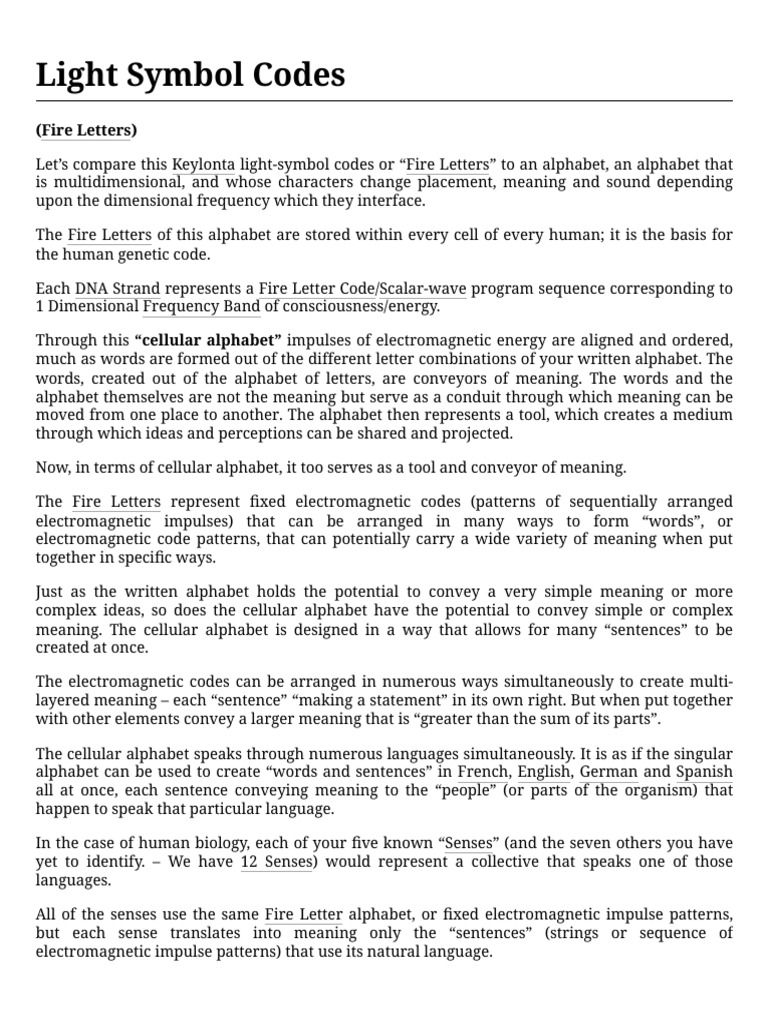 Light Symbol Codes - Keylontic Science Knowledge Base Wiki | PDF