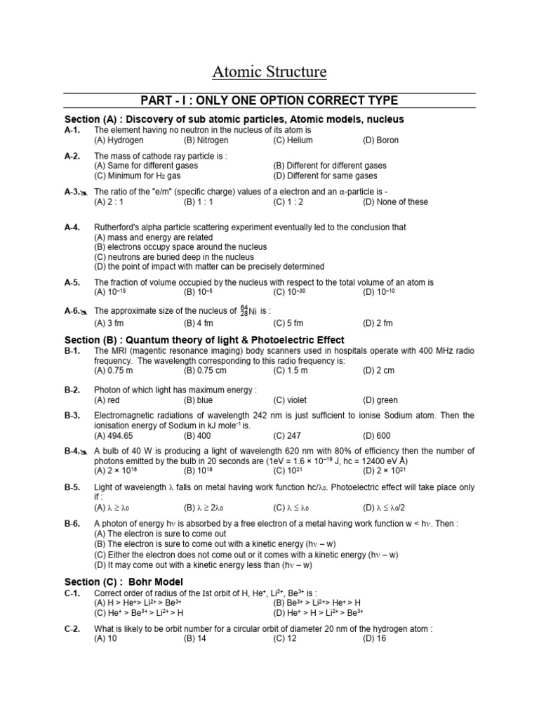 Atomic Sheet I | PDF