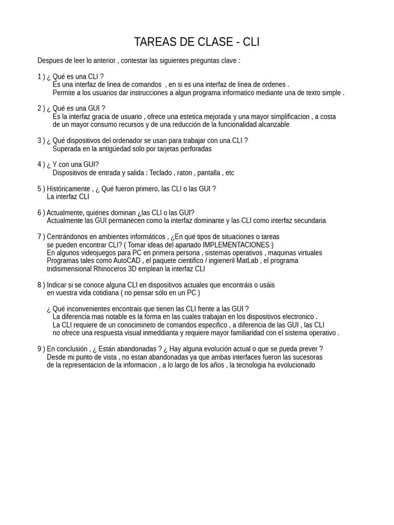 TAREAS DE CLASE - CLI | PDF