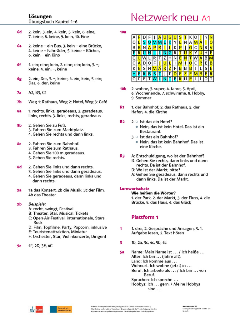 NWneu A1 UeB K1-6 Loesungen p5 | PDF