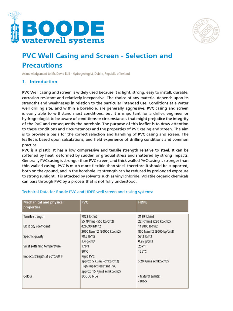 PVC Borehole Casing | PDF | Casing (Borehole) | Pressure