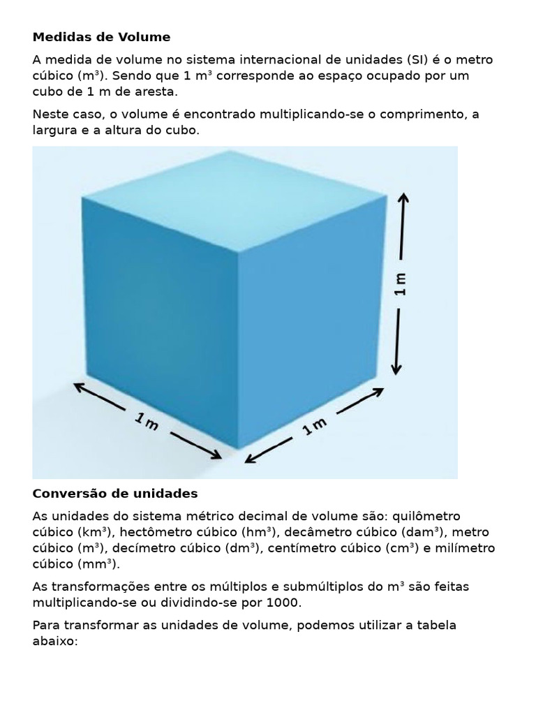 Medidas de Volume | PDF