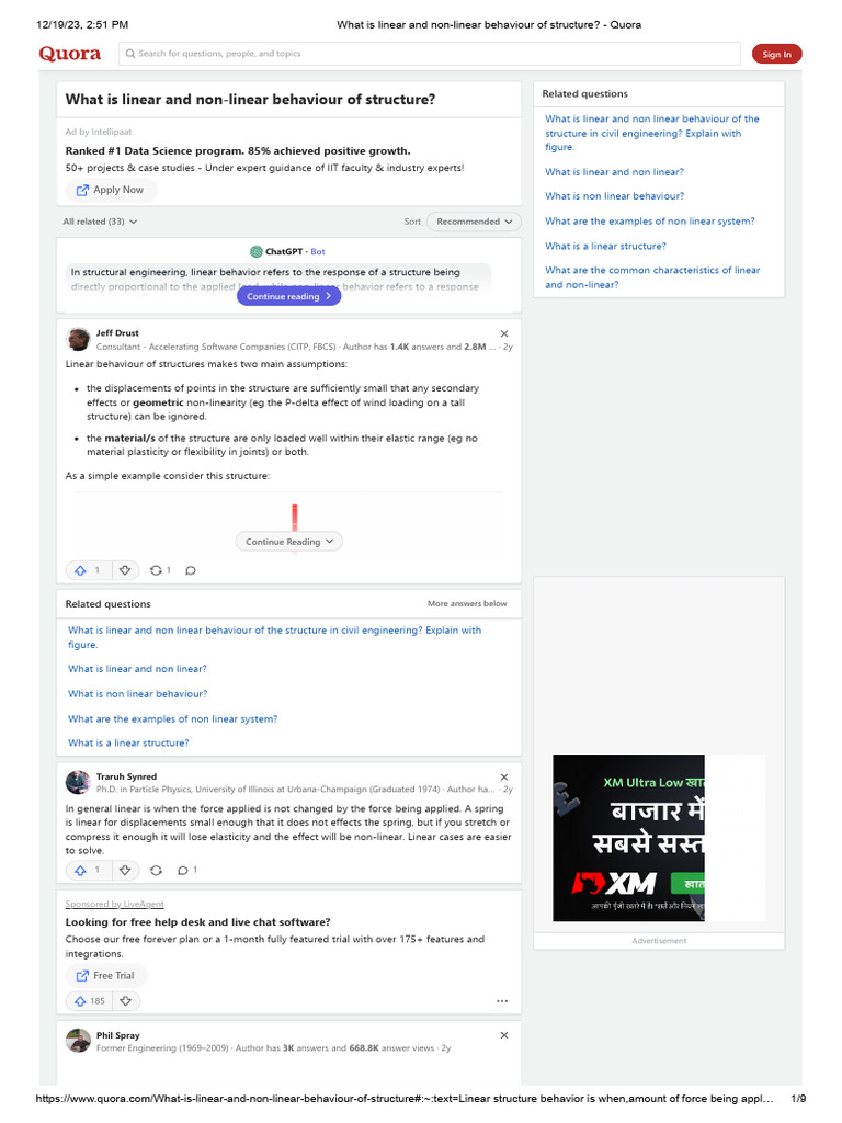 What Is Linear and Non-Linear Behaviour of Structure - Quora | PDF