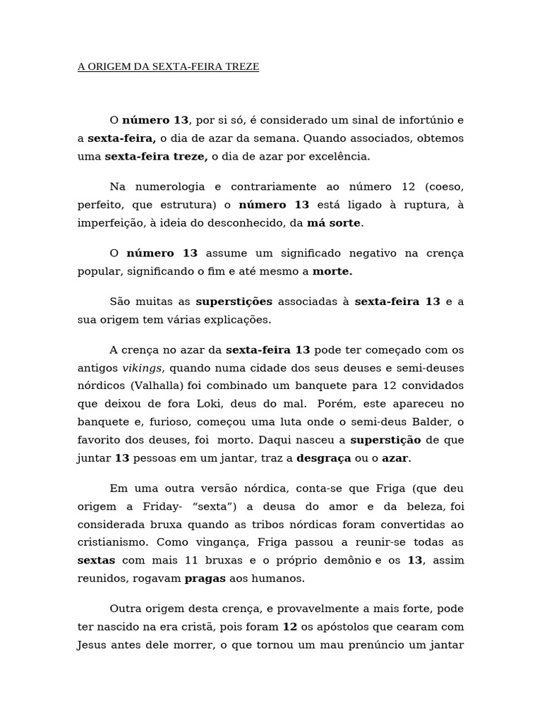 A ORIGEM DA SEXTA-FEIRA TREZE | PDF