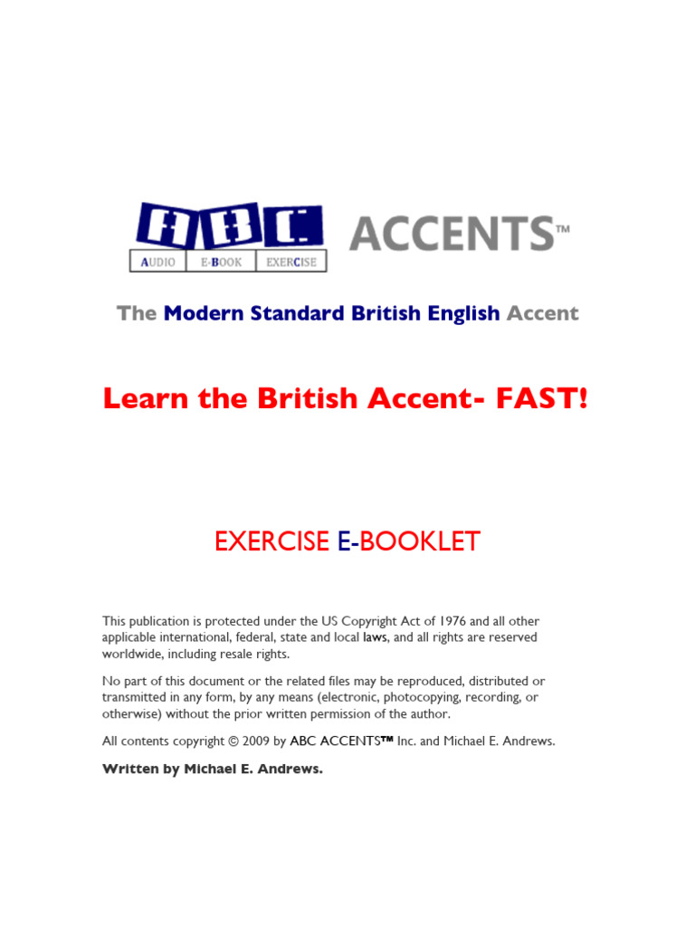 Learn The British Accent-FAST!: Exercise Booklet | PDF