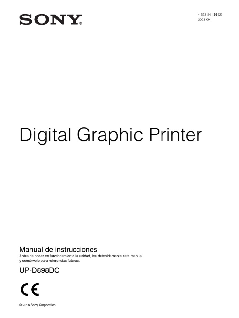 Impresora SONY UP-D898DC - Manual de Usuario - Es | PDF