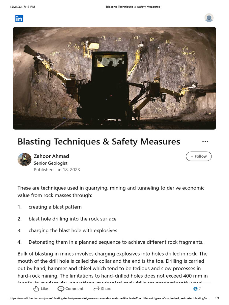 Blasting Techniques & Safety Measures | PDF
