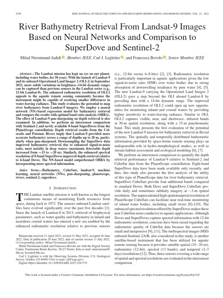 River Bathymetry Retrieval From Landsat-9 Images Based On Neural ...