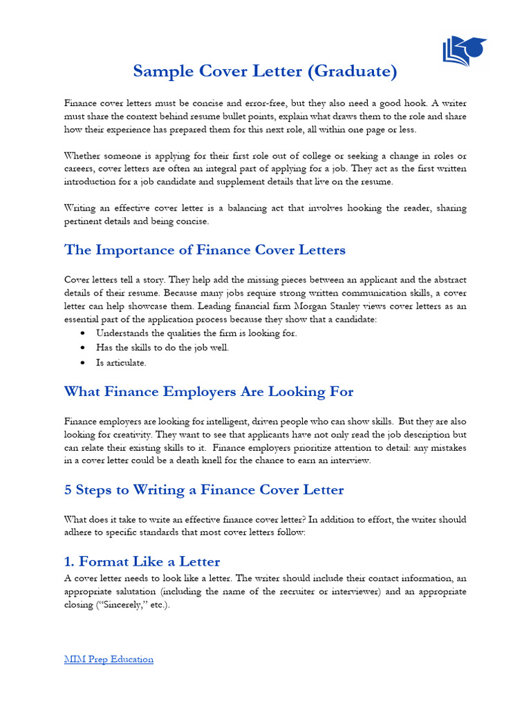 Cover Letter Guide (Morgan Stanley, Credit Suisse) | PDF