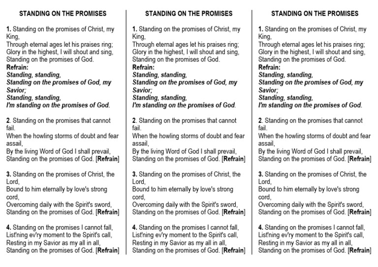 Ready To Print Hymn 03082024 - STANDING ON THE PROMISES | PDF | Glory ...