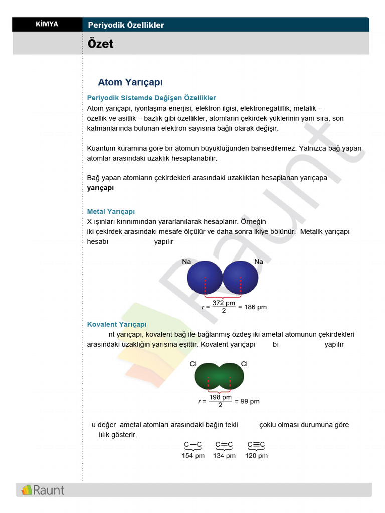 Periyodik Ozellikler Ozet | PDF