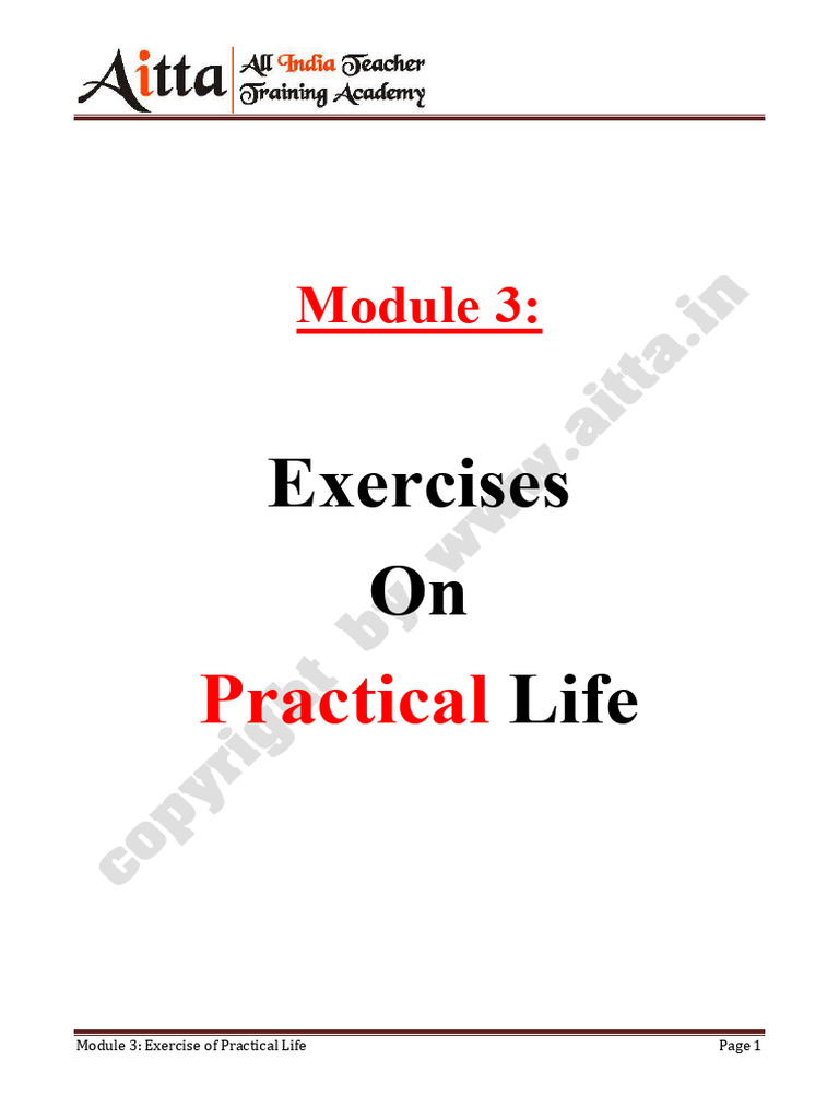 Module 3 Exercises On Practical Life | PDF