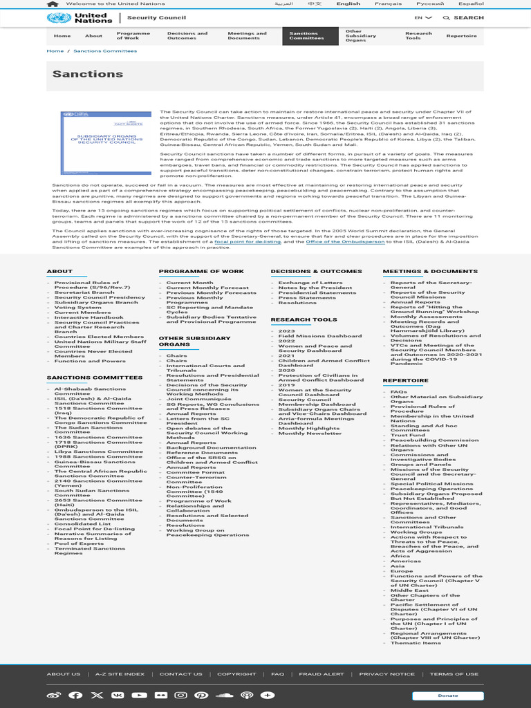 Sanctions Security Council | PDF