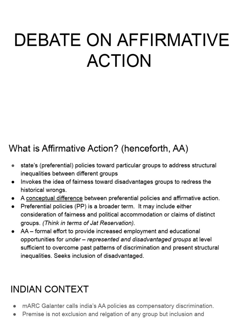 Debate On Affirmative Action | PDF