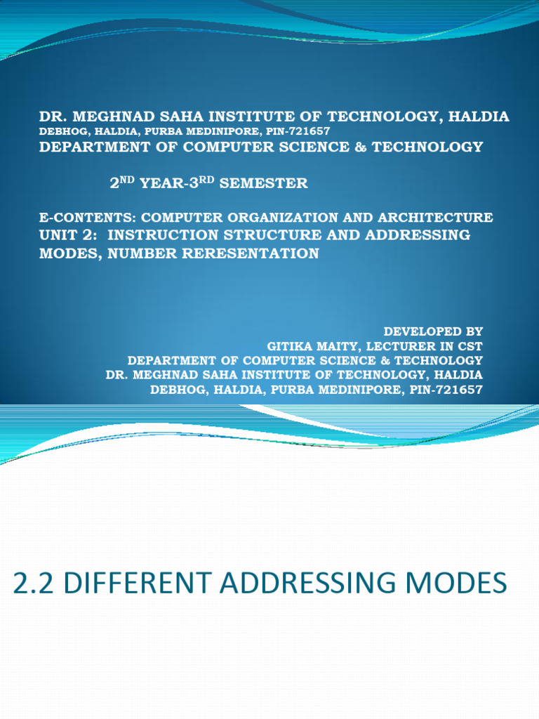 2.2 Addressing Modes - G Maity | PDF | Digital Electronics | Computers