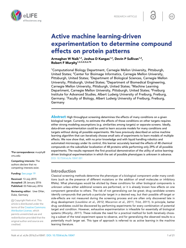 Active Machine Learning-Driven Experimentation To Determine Compound ...