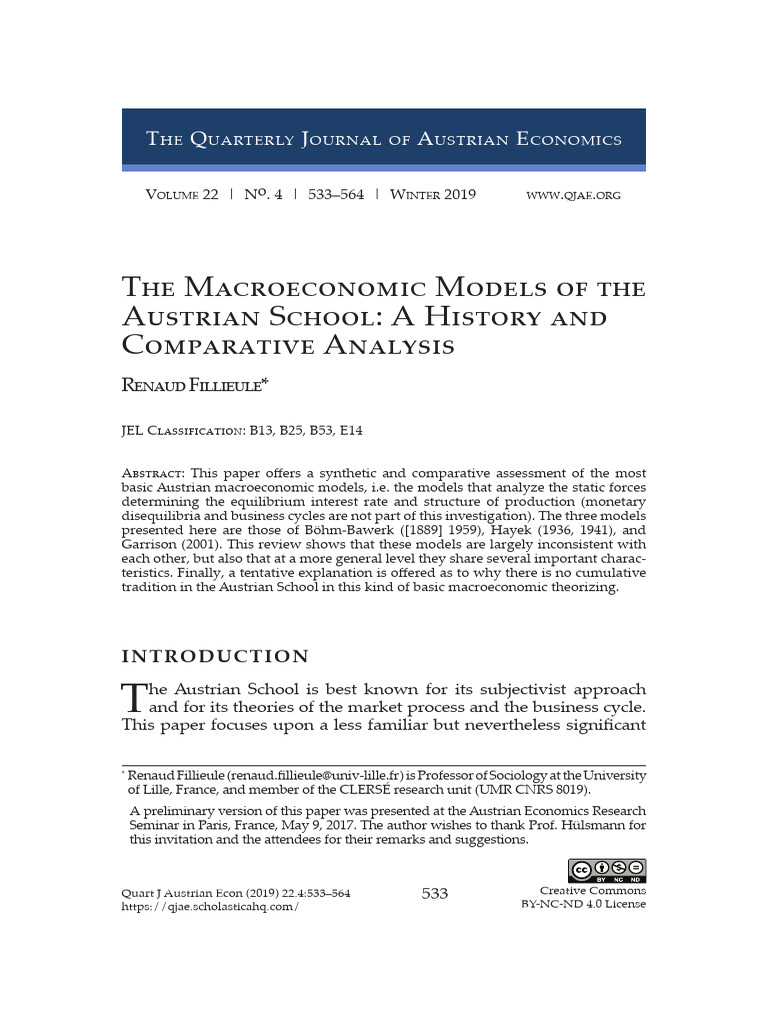The Macroeconomic Models of The Austrian School A History and Comparative Analysis | PDF