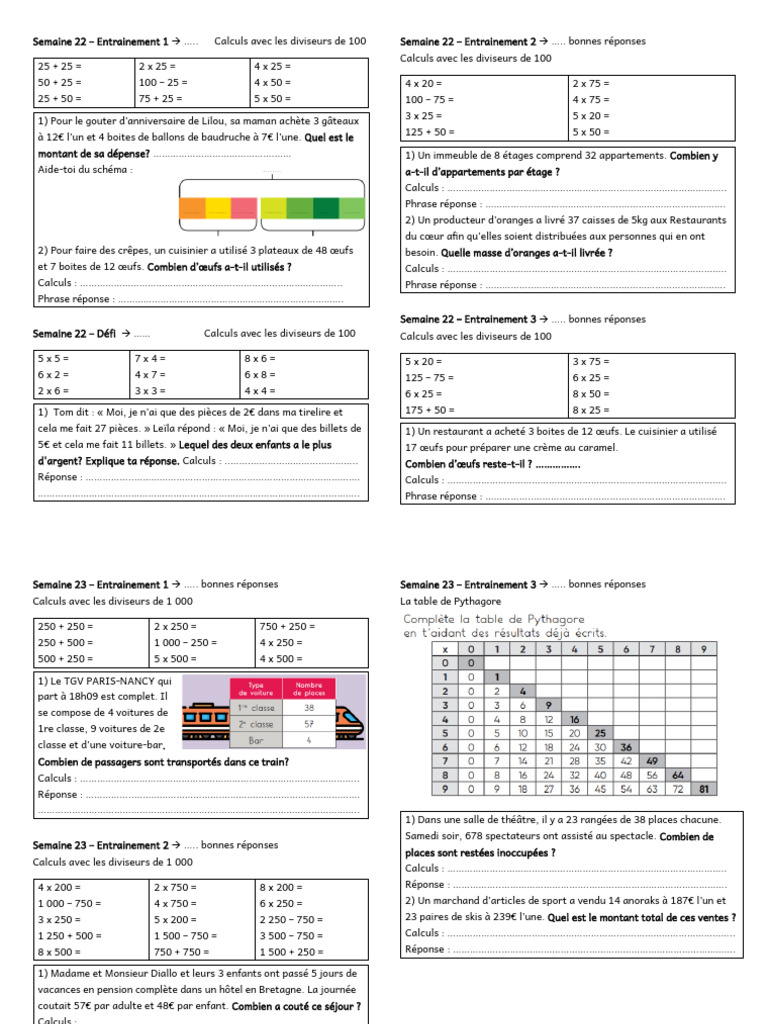 Calcul Mental Ce2 - Acces - Période 4 | PDF