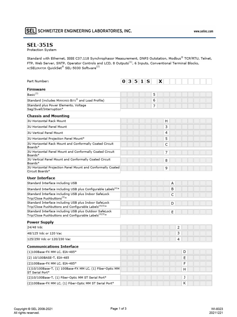 351 Model Option Table | PDF
