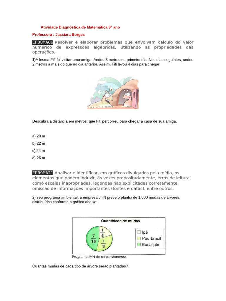 Ativ Matemática 9° ano | PDF