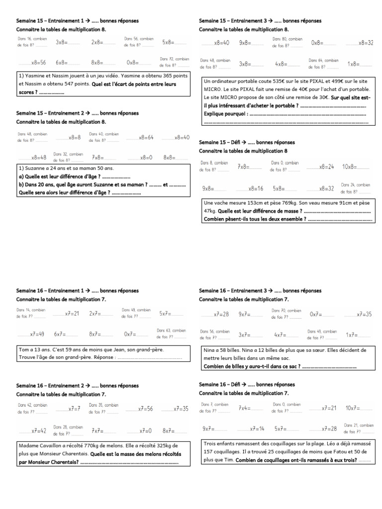 Calcul Mental Ce2 - p3 | PDF