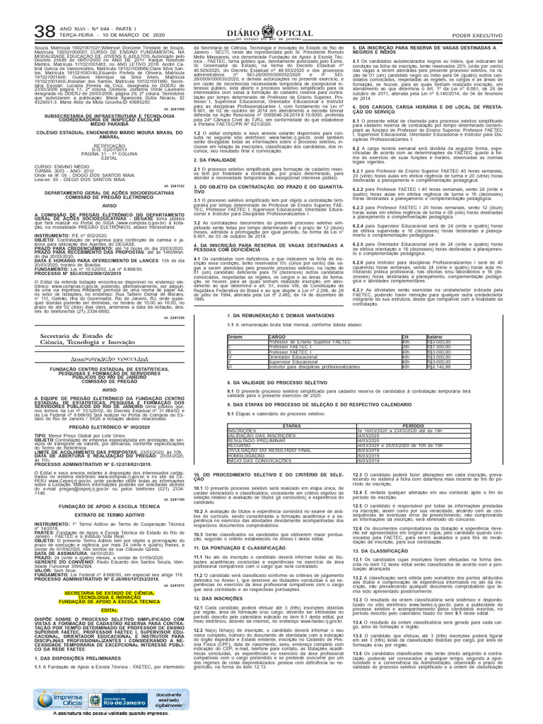 DOERJ 10-03-20, Fls.38-39 - EDITAL - PROCESSO SELETIVO SIMPLIFICADO ...