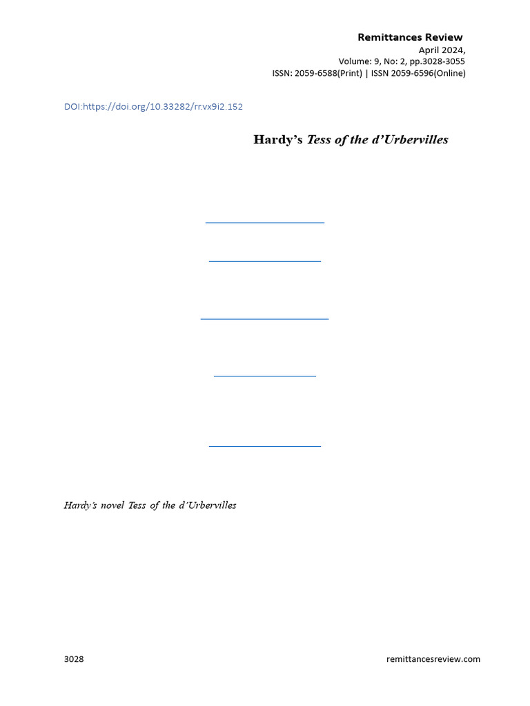 Tess as a Postmodern Woman in Hardy's Novel | PDF | Postmodernism ...