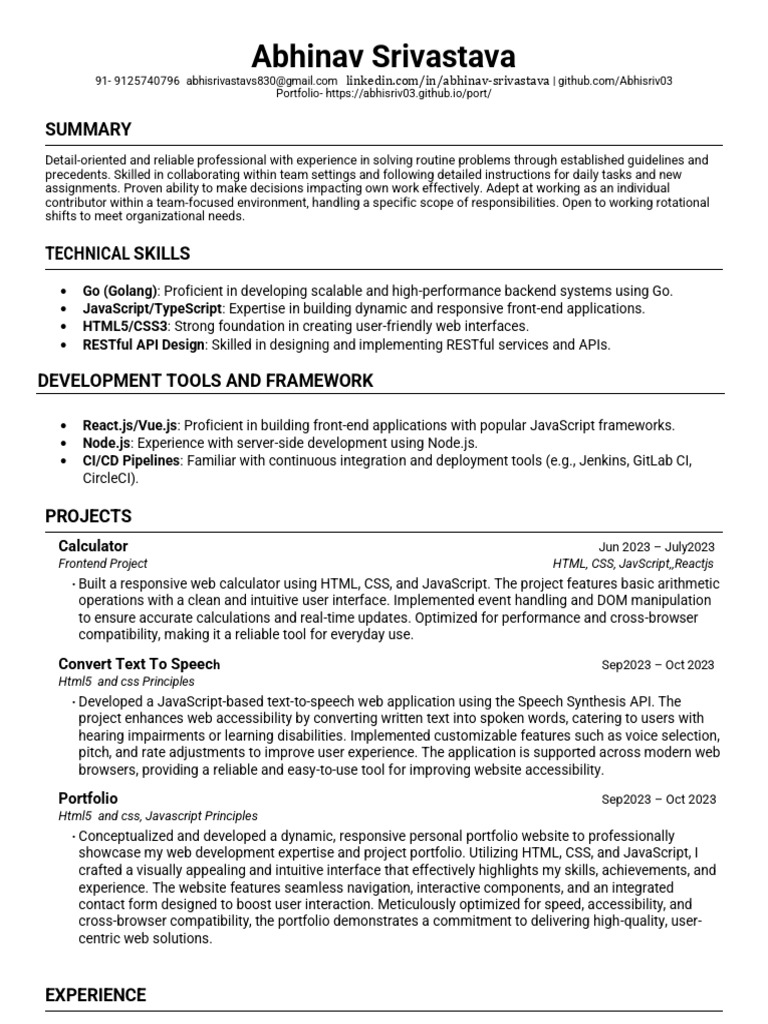 Abhinav Srivastava Go Golang Javascripttypescript Html5css3 0290