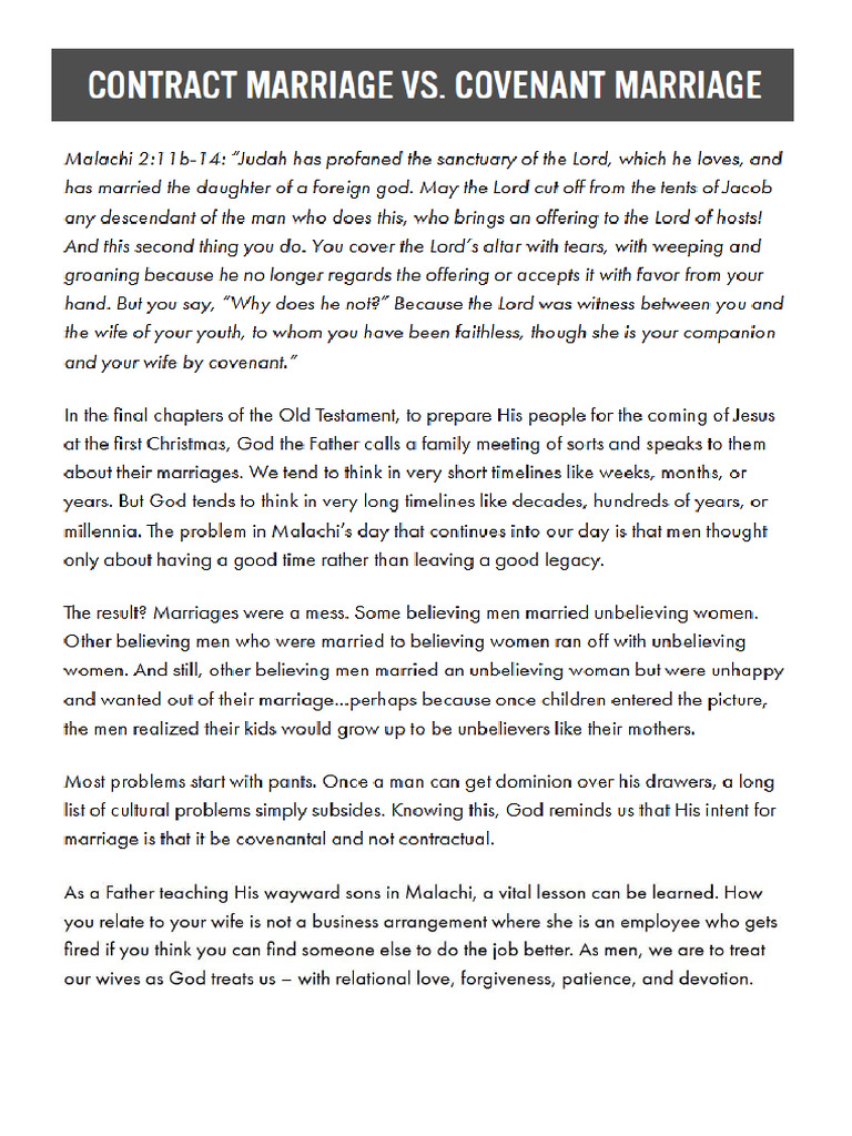 Covenant Vs Contract - Mark Driscoll | PDF