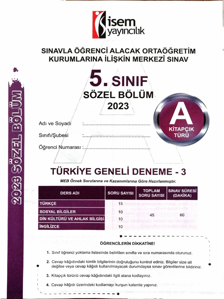 İsem Yayinlari 5.siniflar | PDF