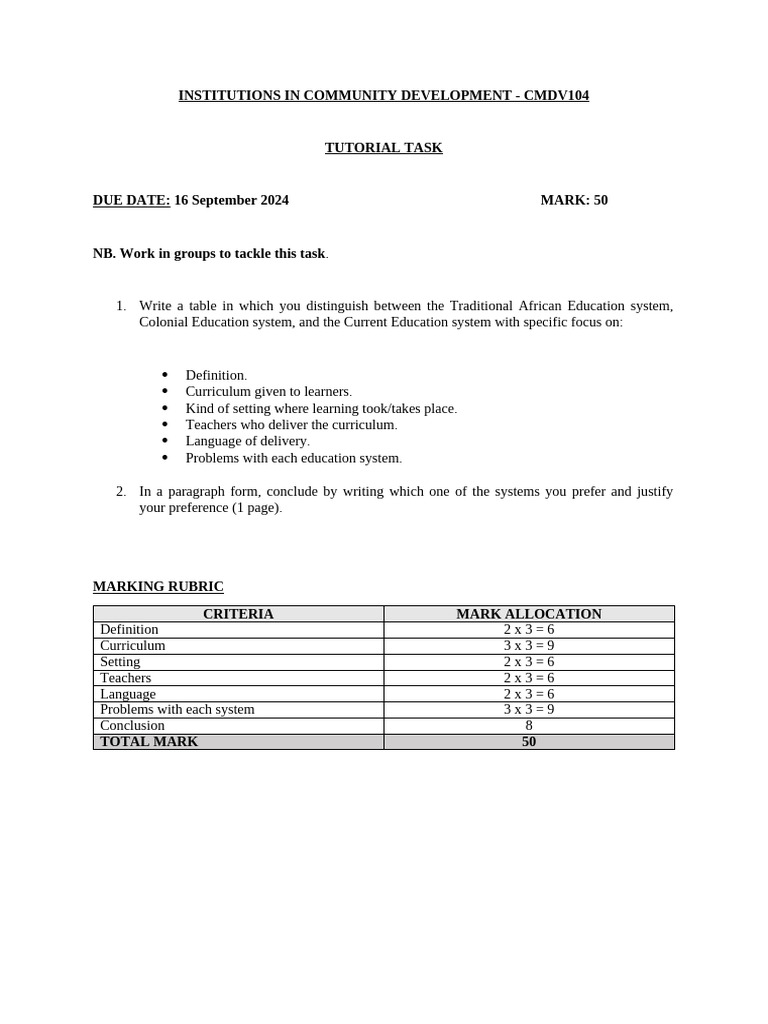 CMDV104 Tutorial Task 2024 | PDF