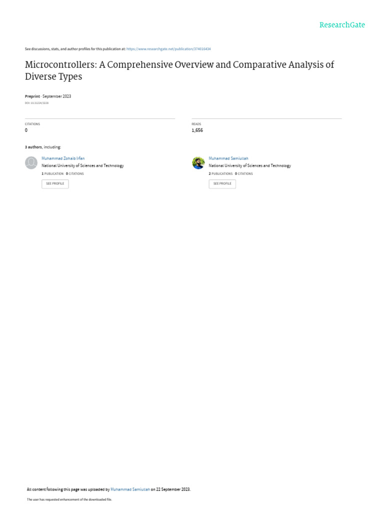Microcontrollers: A Comprehensive Overview and Comparative Analysis of ...