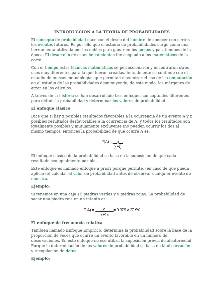 INTRODUCCION A LA TEORIA DE PROBABILIDADES | PDF