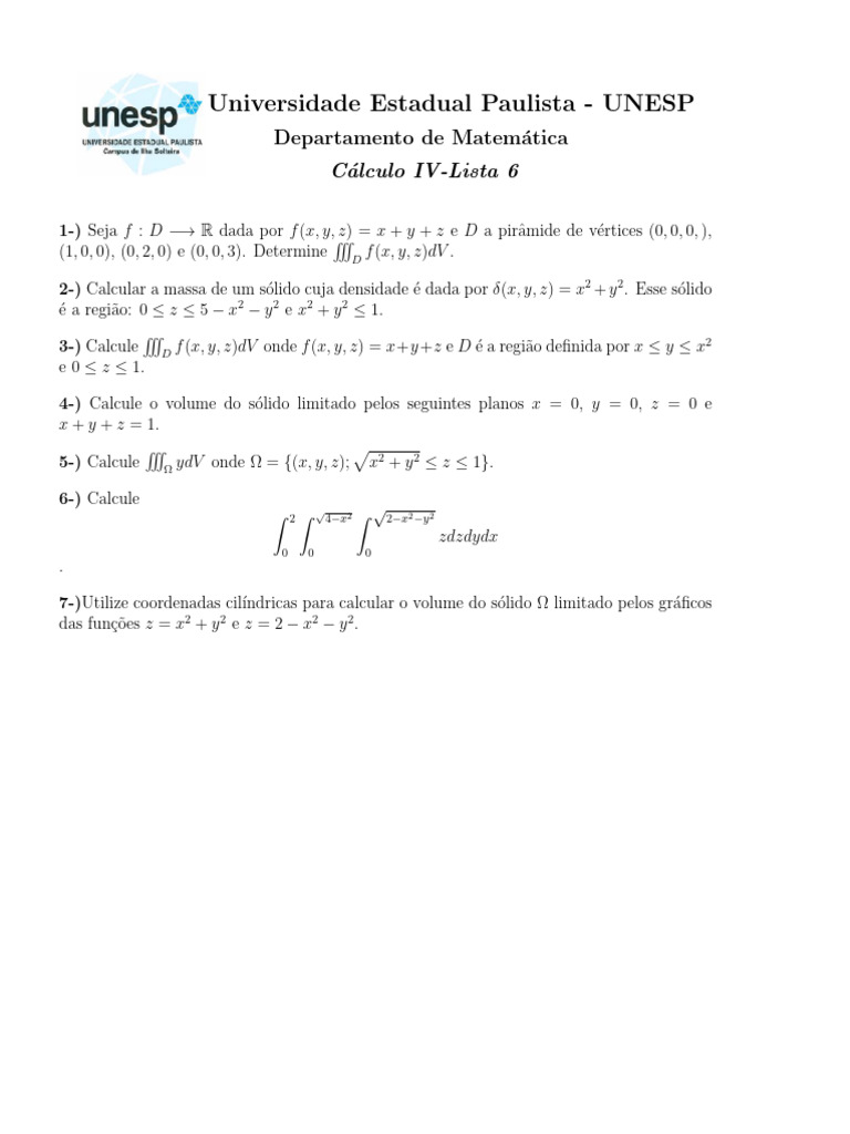 Lista 6 CALCIV | PDF