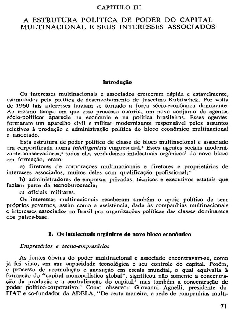 A estrutura politica de poder do capital multinacional e seus ...