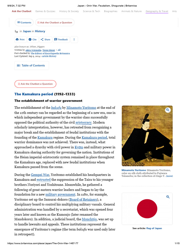 Japan - Onin War, Feudalism, Shogunate _ Britannica | PDF