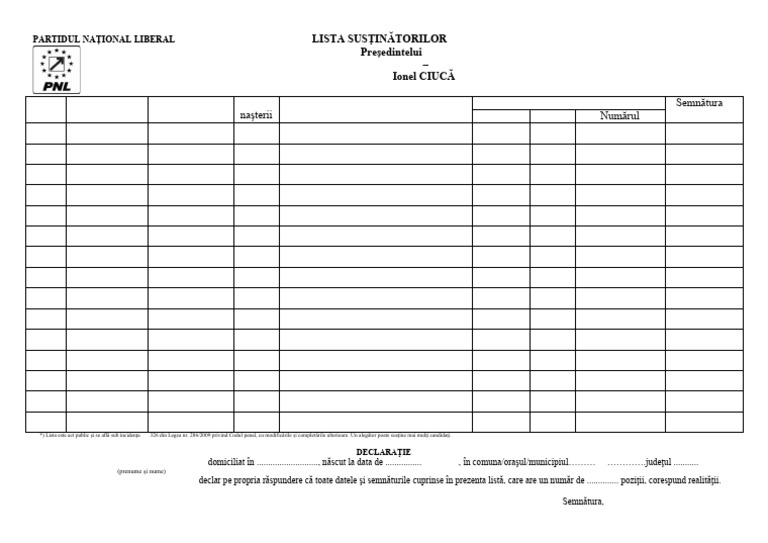 Tabel - Semnaturi - Presedinte v4 | PDF