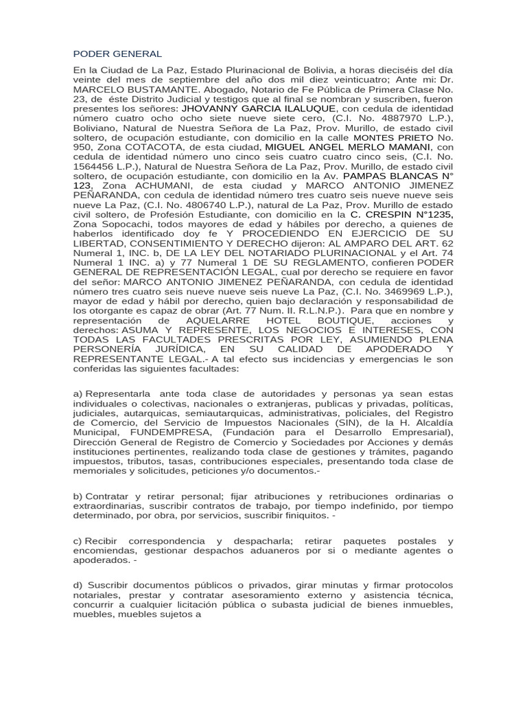 Modelo de Poder General Amplio Bolivia-1 | PDF