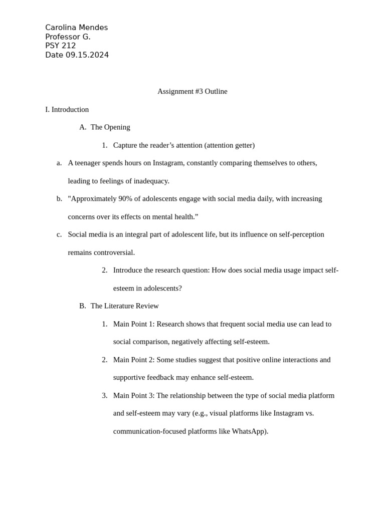 Assignment #3 Outline | PDF