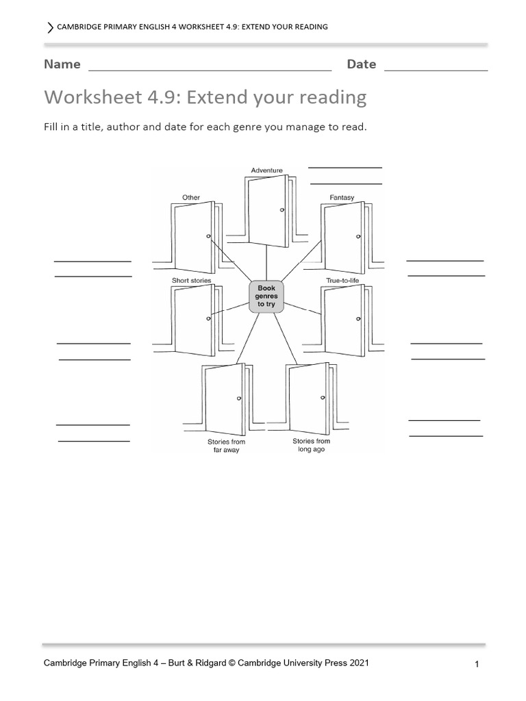 Pri Eng 2ed Tr4 Worksheet 4.9 Extend Your Reading | PDF