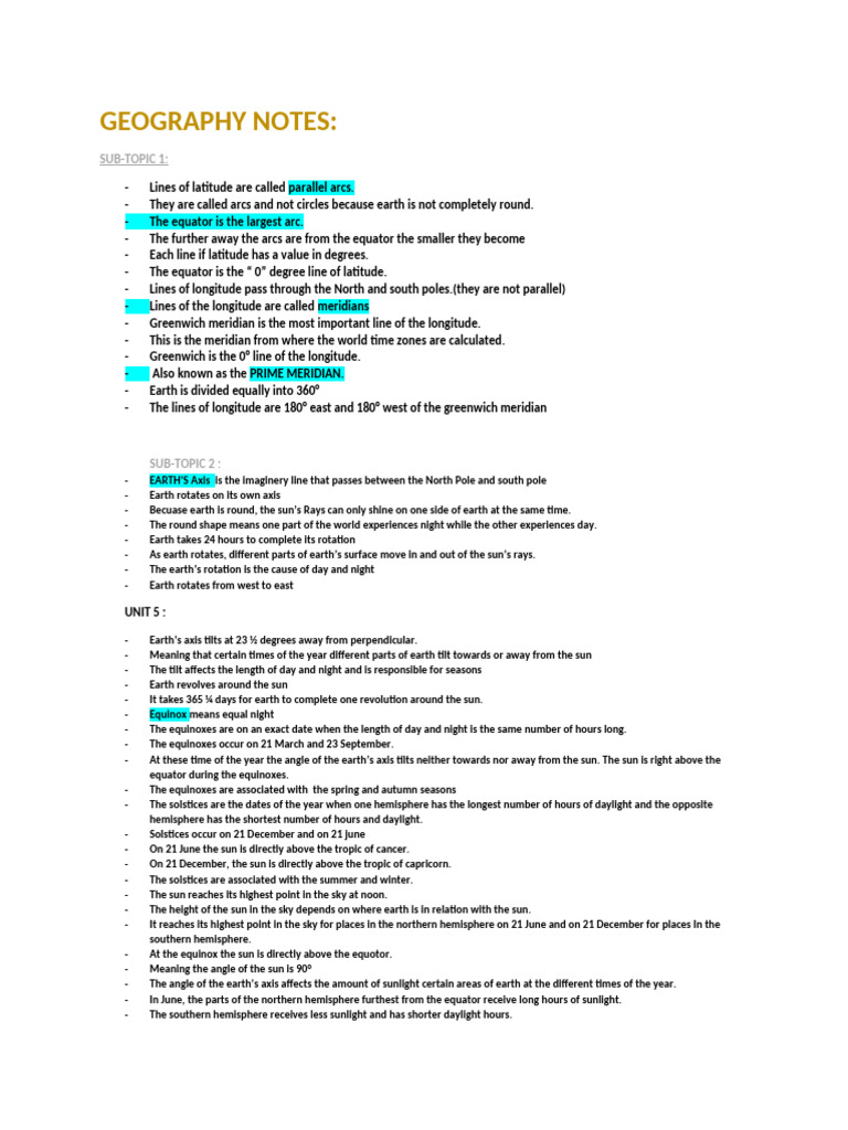 GEOGRAPHY NOTES | PDF