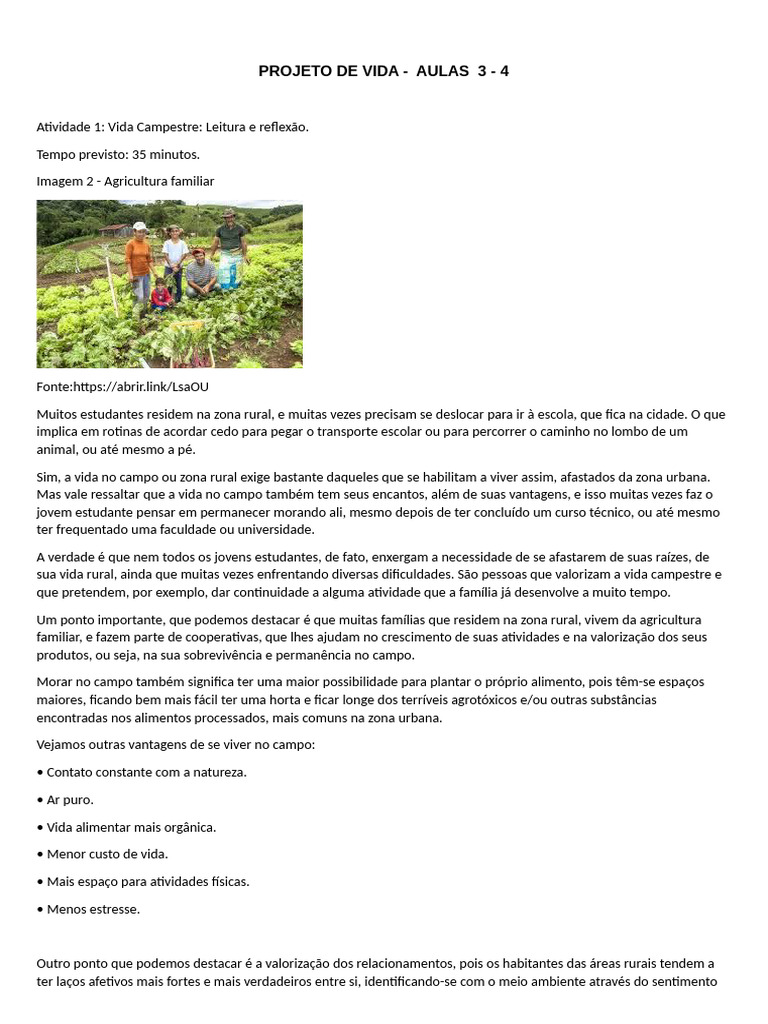 Projeto De Vida Aulas 3 4 Pdf