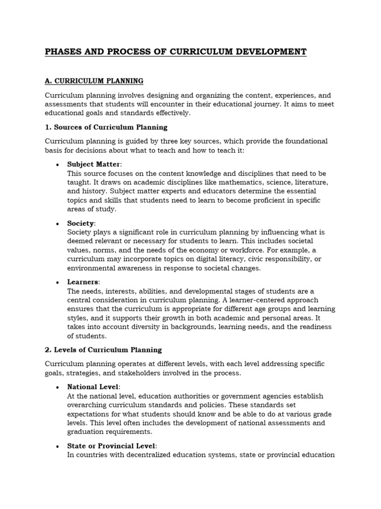 Phases and Process of Curriculum Development | PDF | Curriculum ...