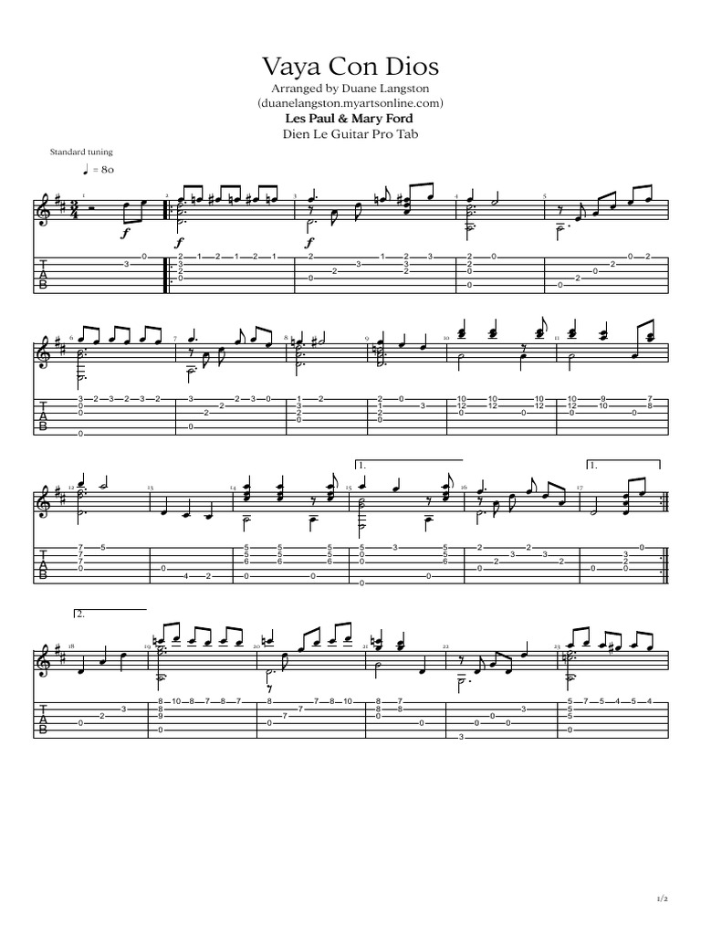 Vaya Con Dios - For Acoustic Guitar With TABs | PDF