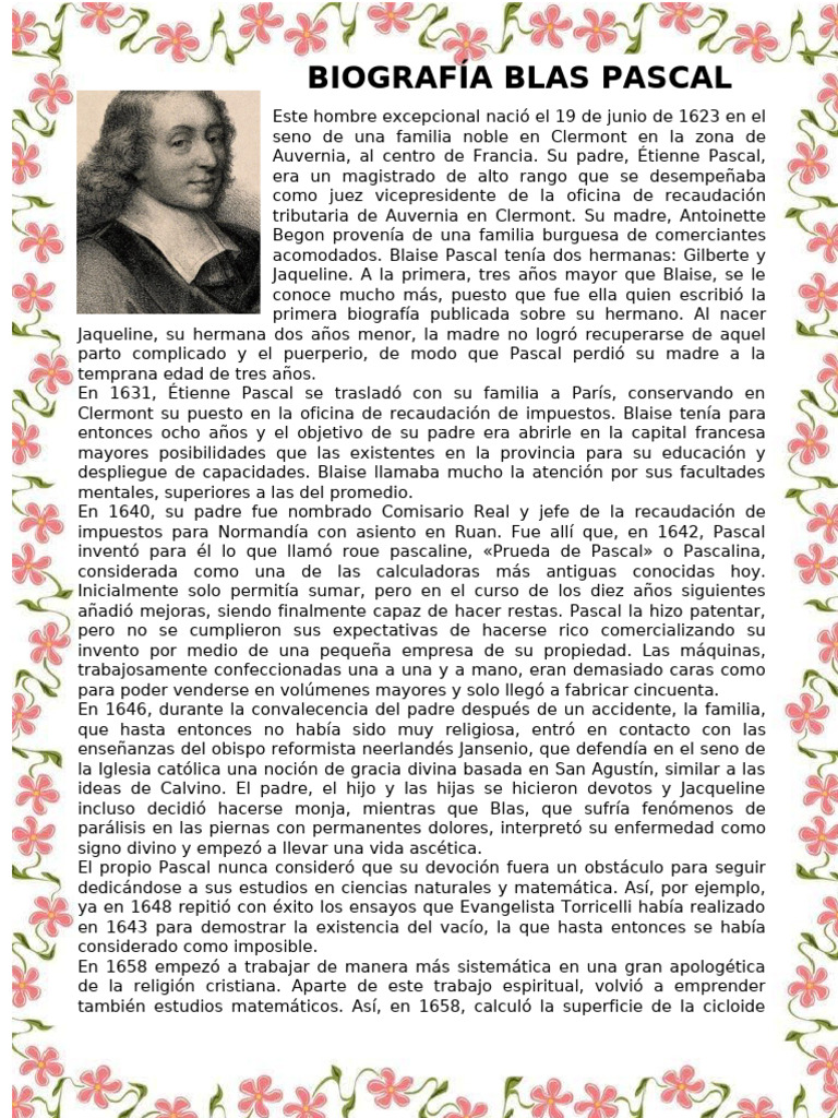 Biografía Blas Pascal | PDF