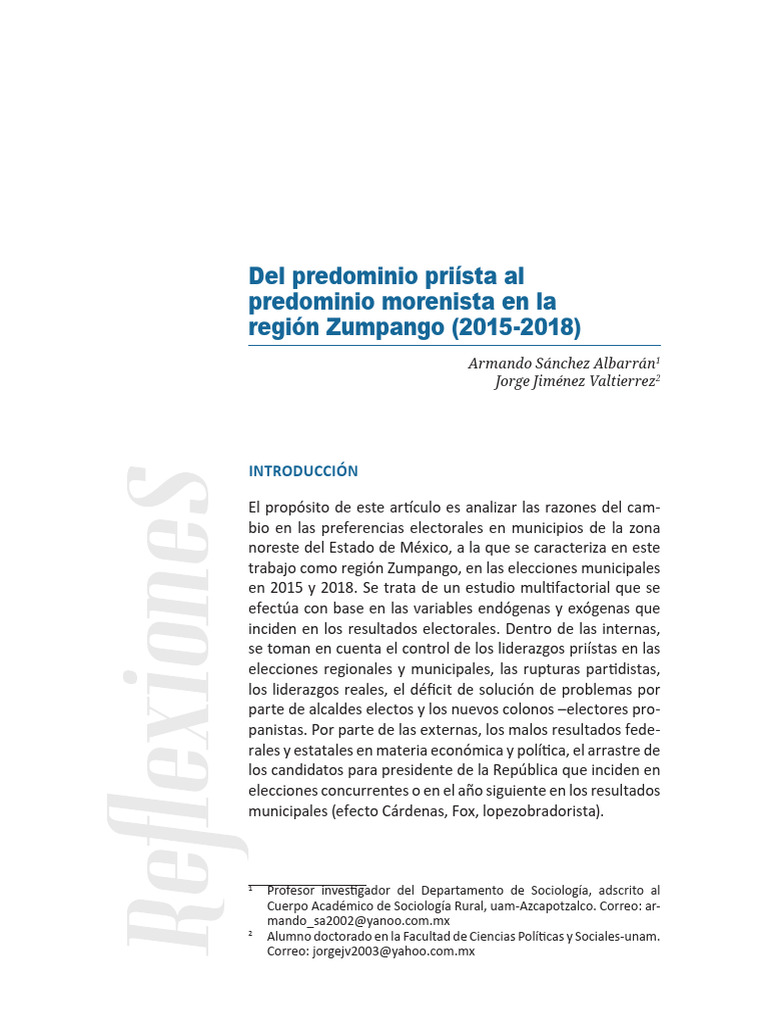 Región Zumpango Del Predominio Priista Al Predominio Morenista 2015 ...